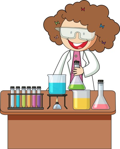 Little scientist doodle cartoon character isolated