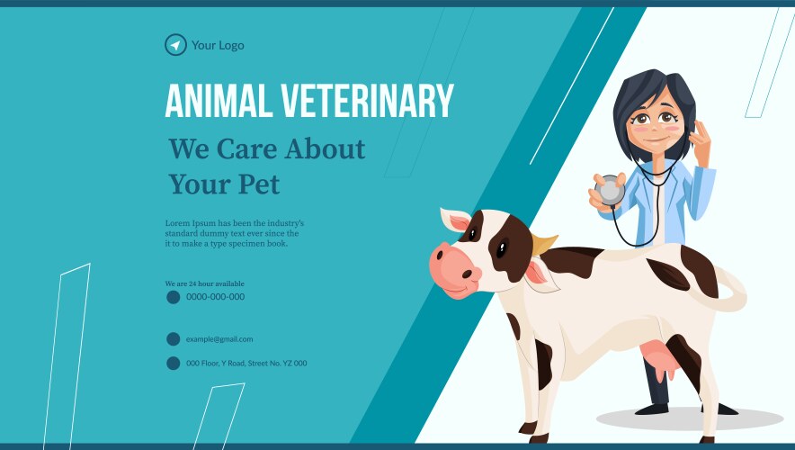 Veterinary horizontal banner Royalty Free Vector Image