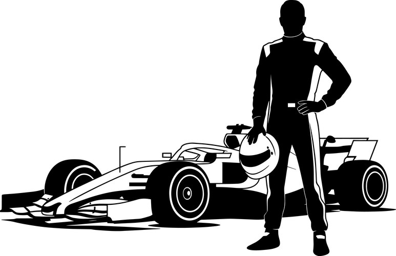 Formula One Racing Driver with Helmet – Royalty-Free Vector | VectorStock