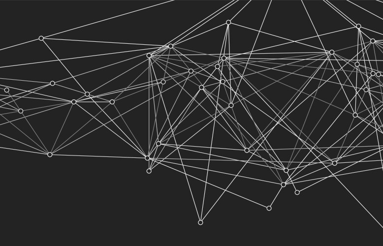 Abstract blue triangles shape and lines on black Vector Image