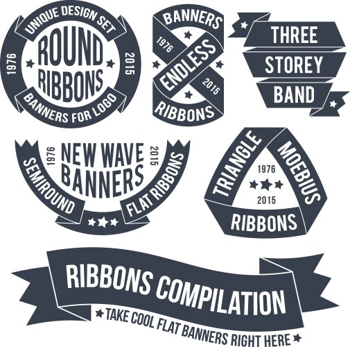 Semicircular banners ribbons for emblems Vector Image