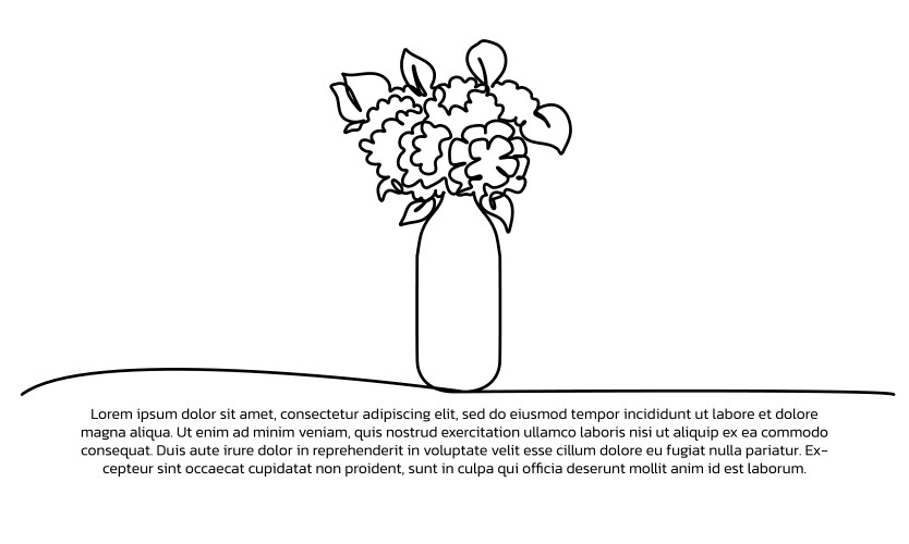 One line flower vase poster drawing Royalty Free Vector