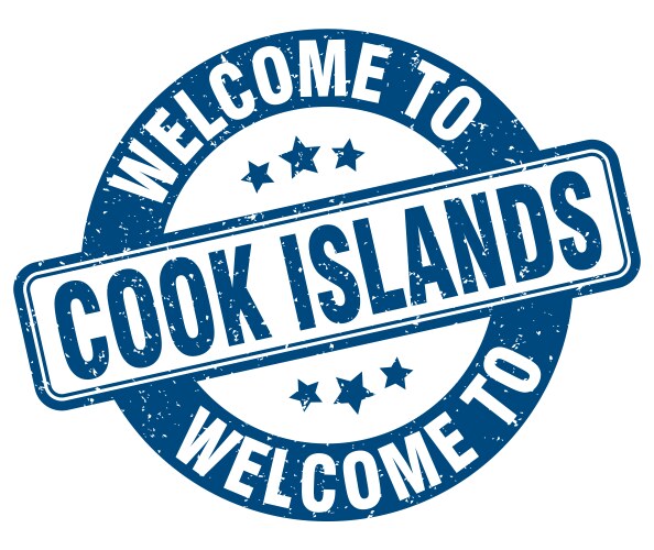 Welcome to cook islands stamp round Royalty Free Vector