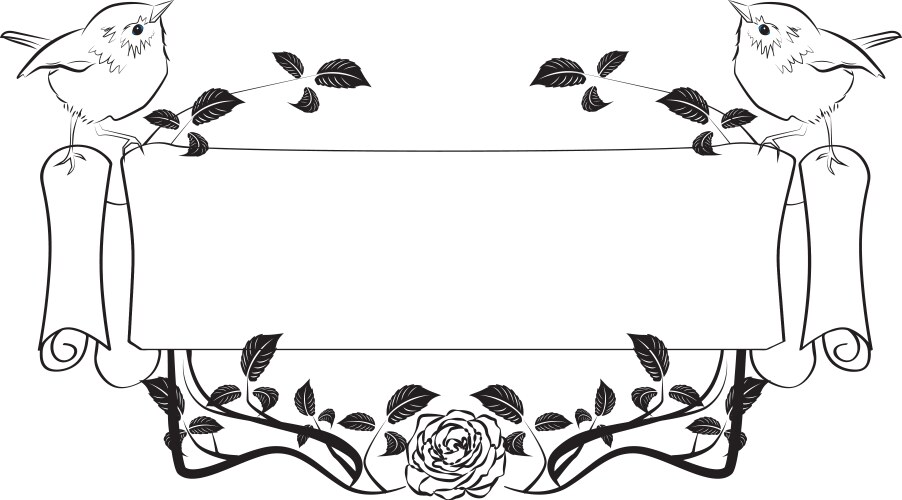 Flourishes with birds love 2 Royalty Free Vector Image
