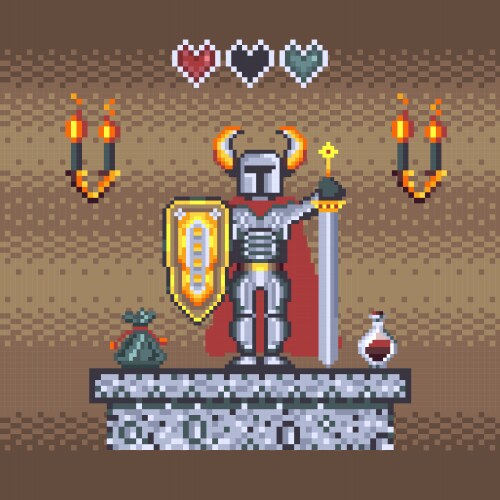 Pixel art shark in 8 bit retro game style Vector Image