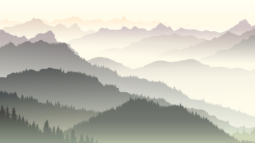 Rural landscape with mountains hills fields Vector Image