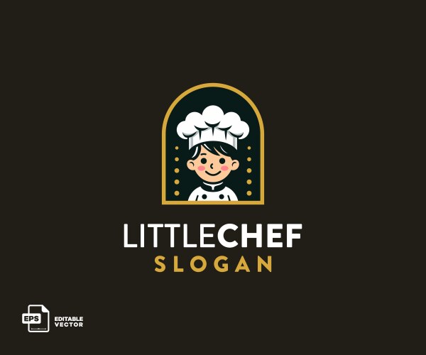 Cute cartoon chef logo friendly child Royalty Free Vector