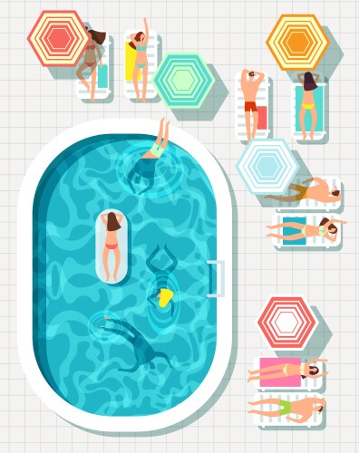 Top view relax swimming pool Royalty Free Vector Image