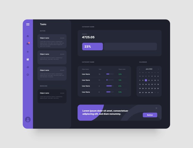 Dashboard ui admin panel design template Vector Image