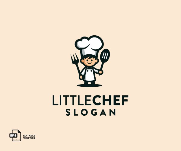 Cute cartoon chef logo friendly child Royalty Free Vector