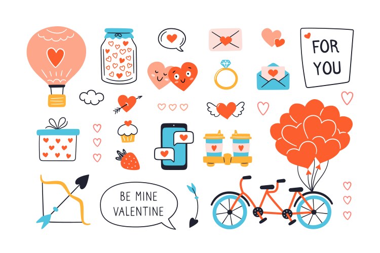 Valentines day designlabels icons elements Vector Image