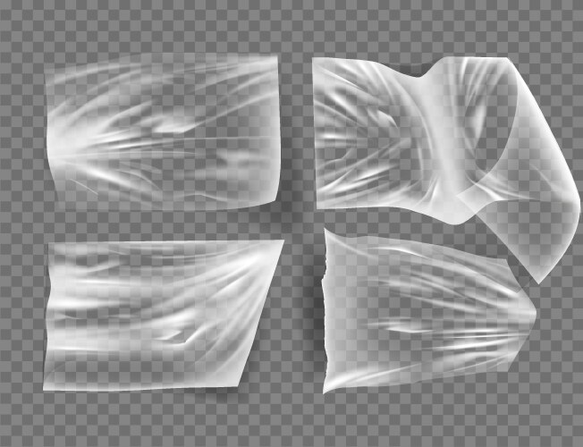 Transparent plastic sticky duct tapes pieces Vector Image