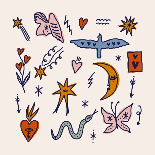 Funny groovy whimsical cute stylish freaky cool Vector Image