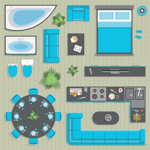 Furniture top view Royalty Free Vector Image - VectorStock