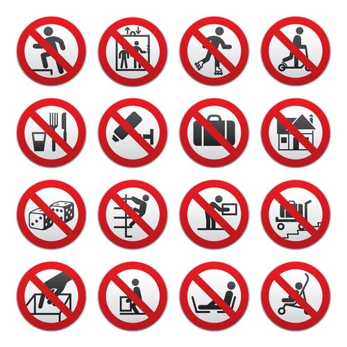 Prohibited signs set Royalty Free Vector Image