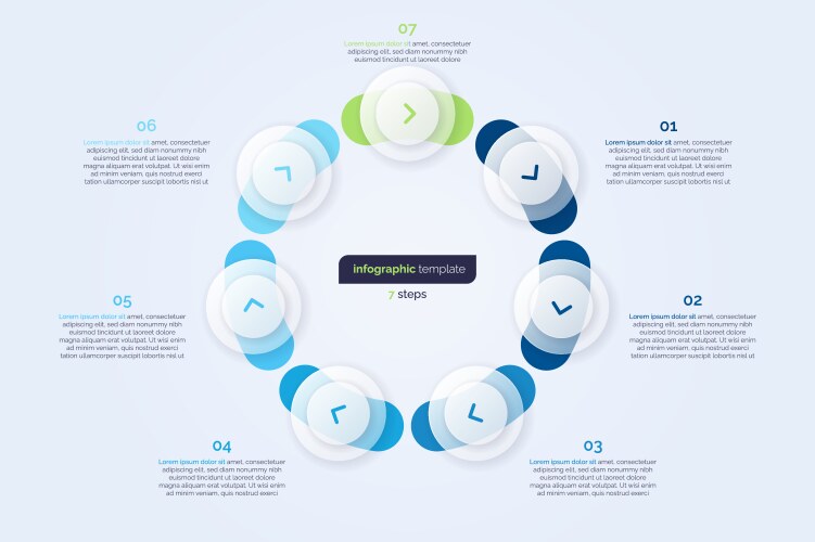 Pie chart infographic template 7 options Vector Image