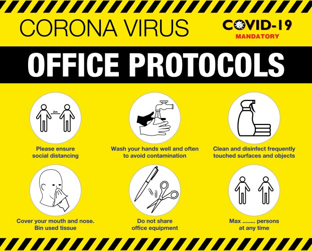 Office protocol poster or public health Royalty Free Vector