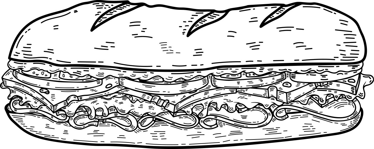 Submarine sandwich design element for poster card Vector Image