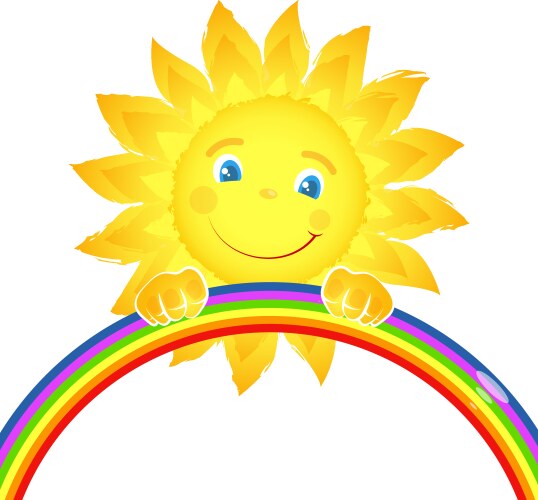 Cute sun and rainbow Royalty Free Vector Image