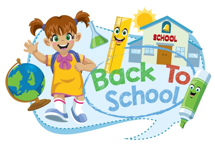 School kid cartoon set Royalty Free Vector Image