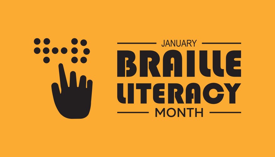 National braille literacy month Royalty Free Vector Image