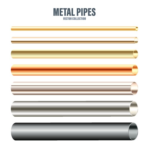 Steel and copper pipes collection construction Vector Image