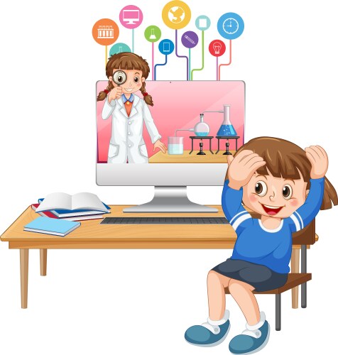 Group of children using computer Royalty Free Vector Image