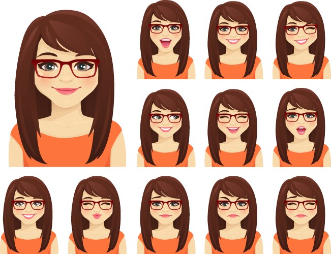 Woman expressions set Royalty Free Vector Image