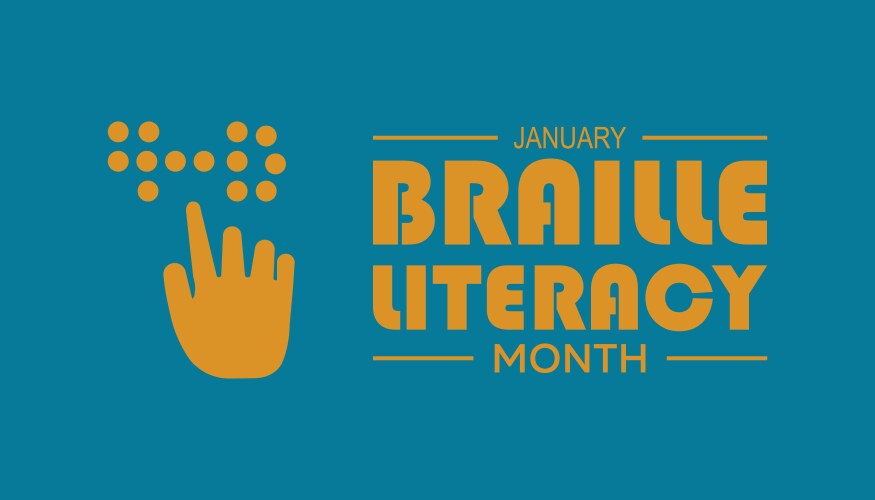 National braille literacy month Royalty Free Vector Image