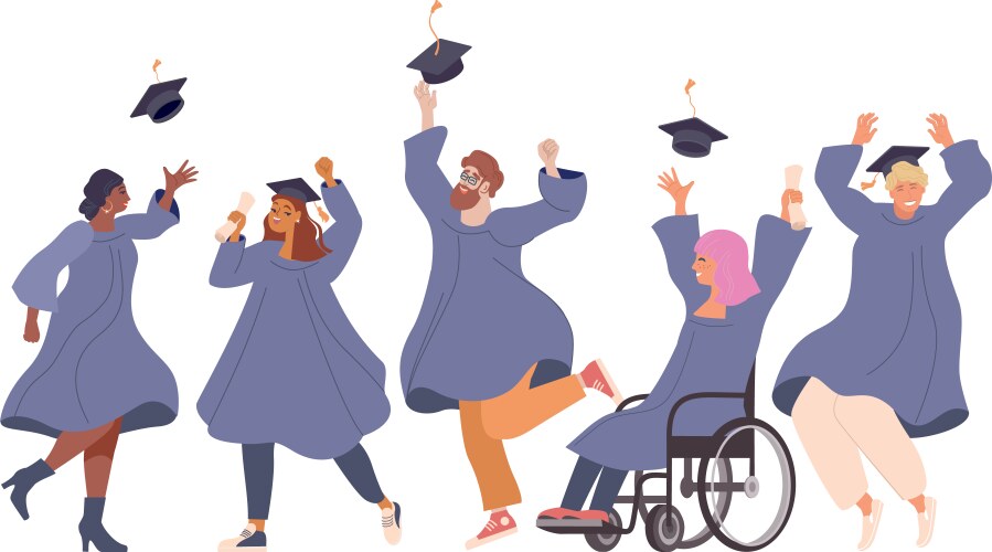 Students celebrating university graduation Vector Image
