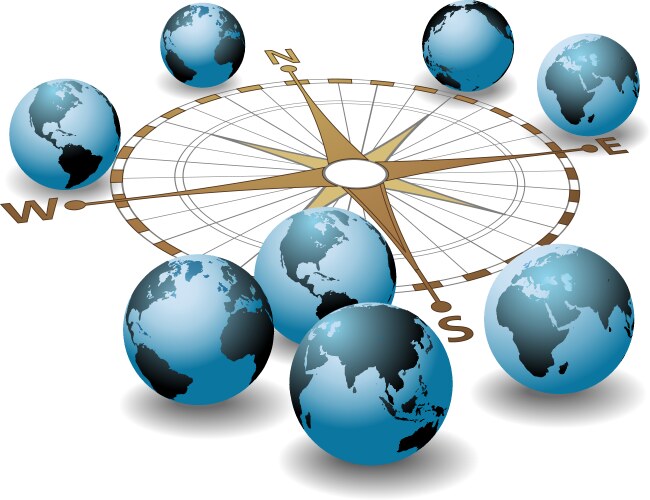 Global wireframe latitude atlantic earth globe Vector Image