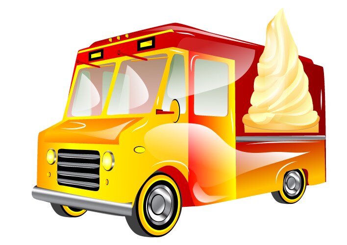 Ice cream truck in flat style Royalty Free Vector Image