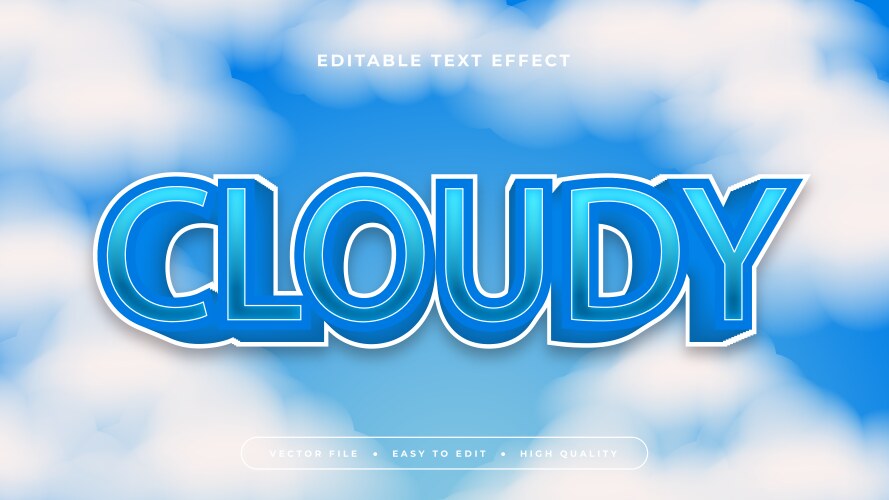 Blue and white breeze 3d editable text effect Vector Image