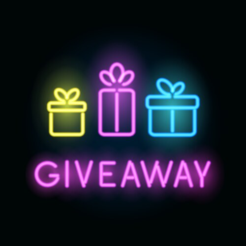Neon sign giveaway on brick wall background Vector Image