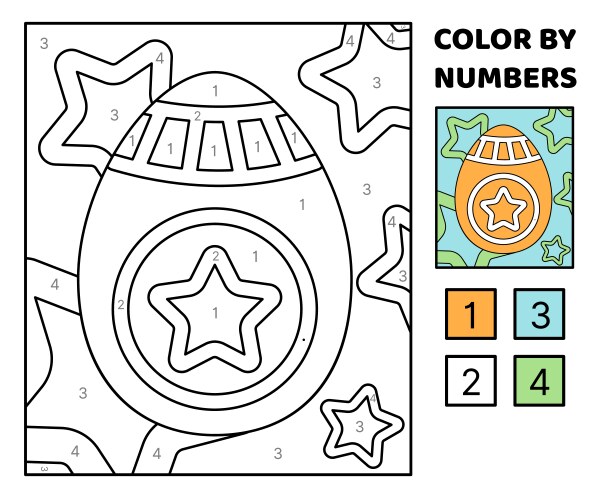 Color by number blue easter egg with heart Vector Image