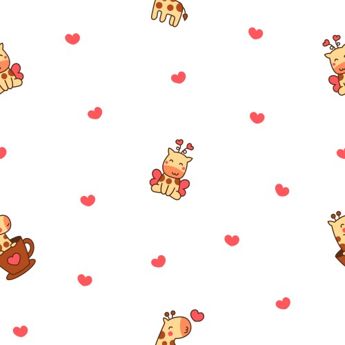 Cute kawaii happy giraffe seamless pattern Vector Image