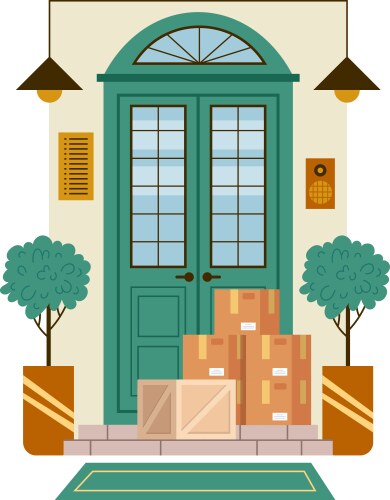 Open and close door cartoon colorful Royalty Free Vector