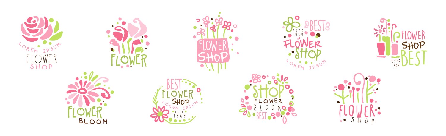 Flower shop logo and label bright design Vector Image