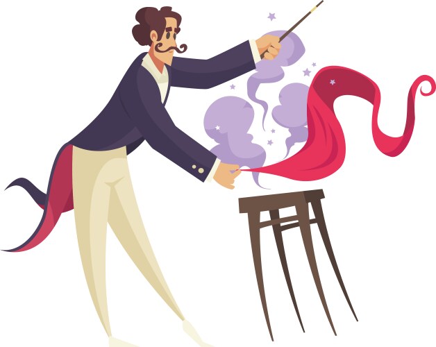 Big top circus magician performing tricks icons Vector Image