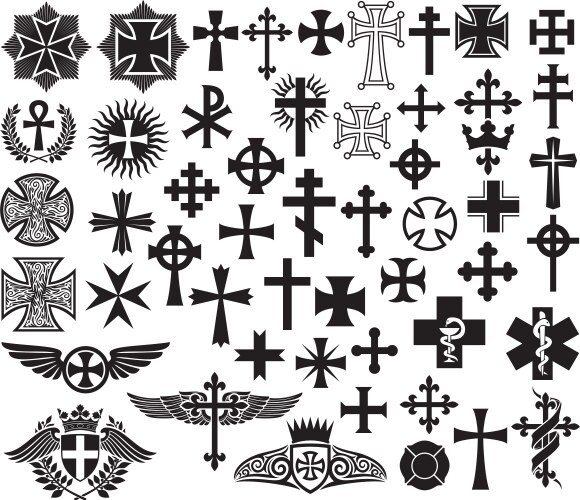 Collection of Thin Cross Icons Royalty Free Vector Image