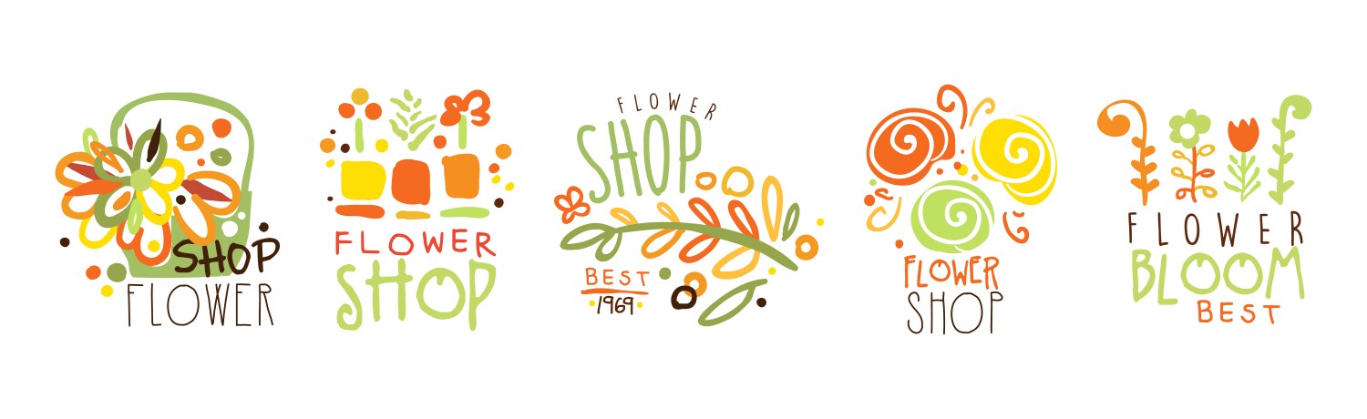 Flower shop logo and label bright design Vector Image
