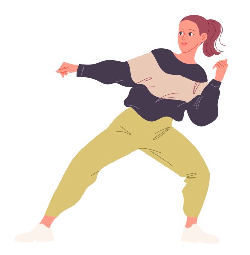 Cute brunette girl singing and dancing adorable Vector Image