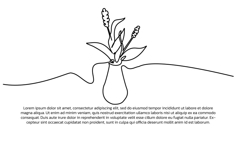 One line flower vase poster drawing Royalty Free Vector