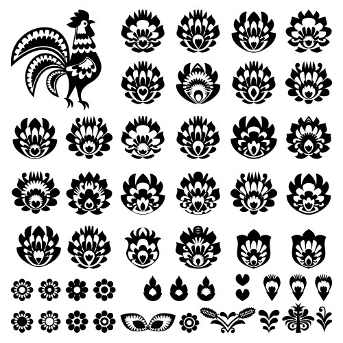 Seamless polish folk art pattern with roosters Vector Image