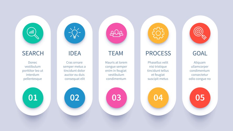 Process columns infographic business steps chart Vector Image