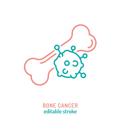 Sarcoma bone cancer outline icon osteosarcoma Vector Image