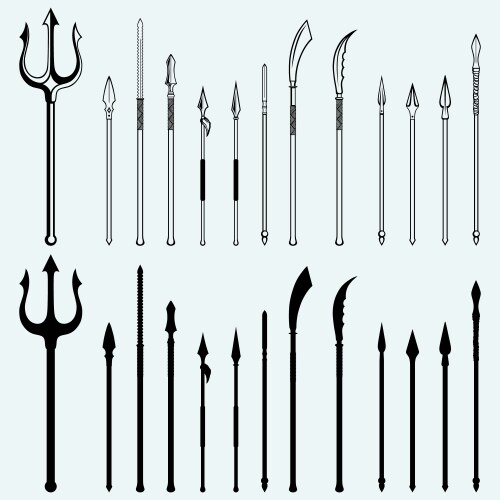 Medieval Spear and Pike Collection Royalty Free Vector Image