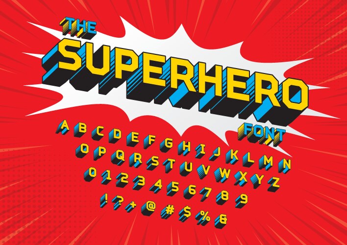 Superhero font Royalty Free Vector Image - VectorStock