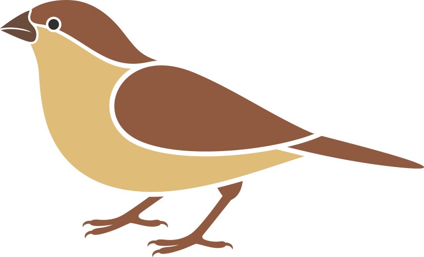 Cute sparrow flat hand drawn Royalty Free Vector Image