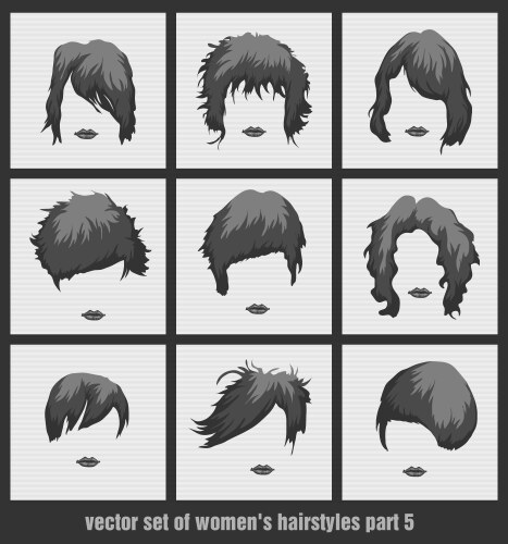 Set of womens hairstyles Royalty Free Vector Image